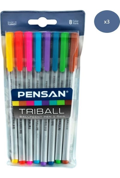 Pensan Triball Tükenmez Kalem 8'li Blister- 3 Paket Pensan Triball Tükenmez Kalem 8'li Blister- 3 Paket