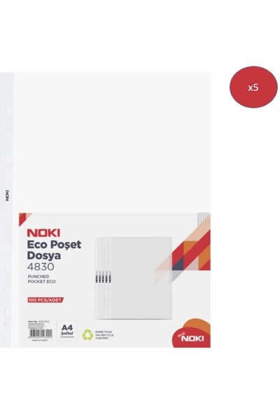 Noki Eco Poşet Dosya A-4 100'lü 5 Adet