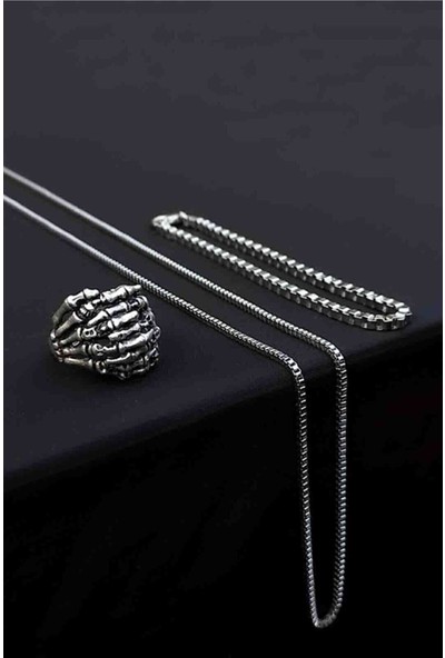 The Collection Iskelet El Ayarlanabilir Gümüş Kaplama Yüzük Küp Bileklik ve Kolye Set The Collection Iskelet El Ayarlanabilir Gümüş Kaplama Yüzük Küp Bileklik ve Kolye Set