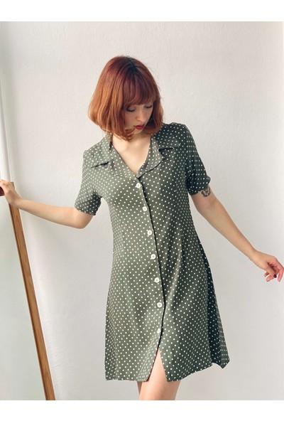 Retrobird 70 S Kırmızı Puantiyeli Elbise Kadın