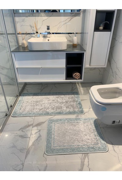 Brillant Stella 2'li Lateks Taban Saçaksız Banyo Paspas Takımı