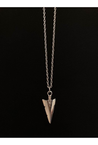 Safran Ok Ucu Eskitme Antik Gümüş Kaplama Unisex Kolye