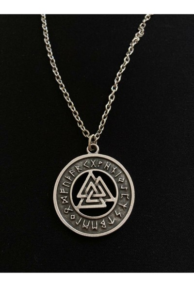 Safran Viking Model Mat Gümüş Kaplama Zincir Kolye