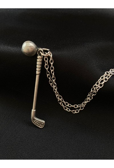 Safran Golf Sopası Model Gümüş Kaplama Zincir Kolye