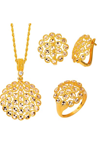 Bilezikci Harem Sarı Altın 3'lü Takı Seti