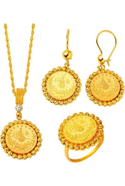 Bilezikci Tuğralı 14 Ayar Altın 3'lü Takı Seti Bilezikci Tuğralı 14 Ayar Altın 3'lü Takı Seti