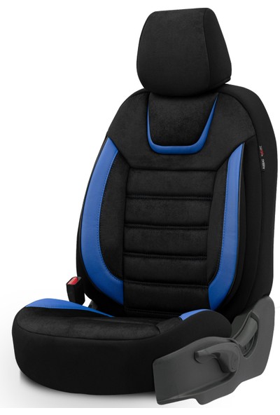 Otom Iconic Design Airbag Dikişli Ekstra Destekli Oto Koltuk Kılıfı Özel Süet Kumaş Siyah - Mavi Otom Iconic Design Airbag Dikişli Ekstra Destekli Oto Koltuk Kılıfı Özel Süet Kumaş Siyah - Mavi