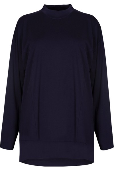 Galaxi Kadın Büyük Beden Dikiş Detaylı Rahat Kesim Bluz 3051022 Lacivert