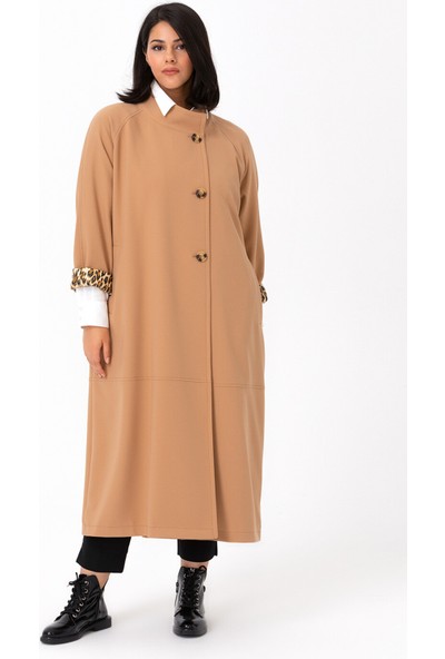 Galaxi Kadın Büyük Beden Leopar Detaylı Pardösü 3051001 Camel Galaxi Kadın Büyük Beden Leopar Detaylı Pardösü 3051001 Camel