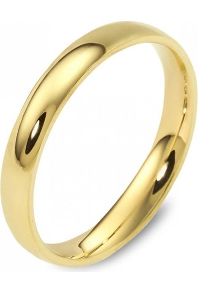 Takı Dükkanı 4mm Bombeli Altın Kaplama Gümüş Alyans Söz Nişan Yüzüğü WR87