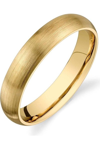 Takı Dükkanı 4mm Ince Mat Sarı Çelik Alyans Yüzük CL25