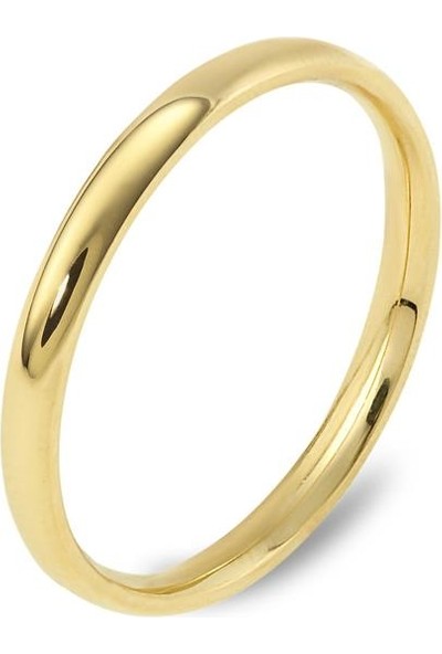 Takı Dükkanı 2mm Bombeli Altın Kaplama Gümüş Alyans Söz Nişan Yüzüğü WR86