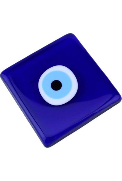 Mavi Tasarım Cam Nazar Boncuğu Deliksiz Kare Model 9,5x9,5