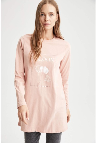 DeFacto Regular Fit Baskılı Uzun Kollu Sweat Tunik W5173AZ22SP