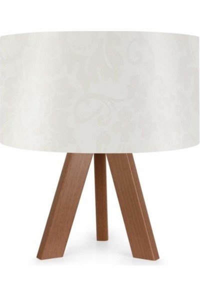 Art&gift Pratik Üç Ayaklı Ahşap Abajur Gri Çiçek