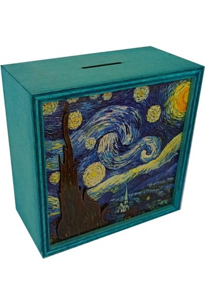 Art&Gift Yıldızlı Gece Ahşap Kabartmalı 3D Kumbara Art&Gift Yıldızlı Gece Ahşap Kabartmalı 3D Kumbara