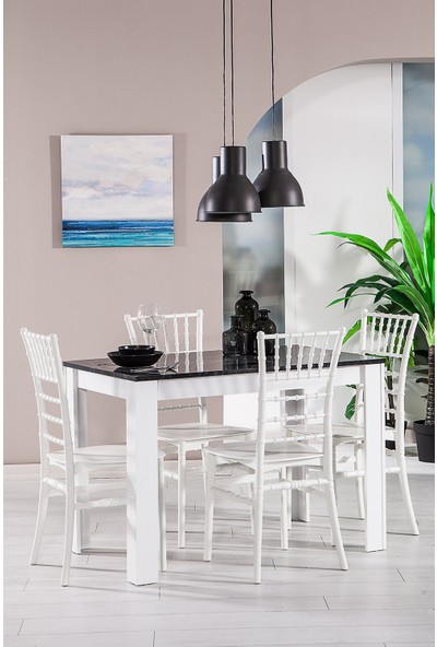 Sandalie Mirage / Soho Mutfak Masa Takımı 4 Sandalye 1 Masa - Beyaz Sandalie Mirage / Soho Mutfak Masa Takımı 4 Sandalye 1 Masa - Beyaz