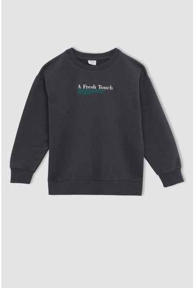 DeFacto Erkek Çocuk Oversize Fit Bisiklet Yaka Sırt Baskılı Sweathirt W7783A622SP