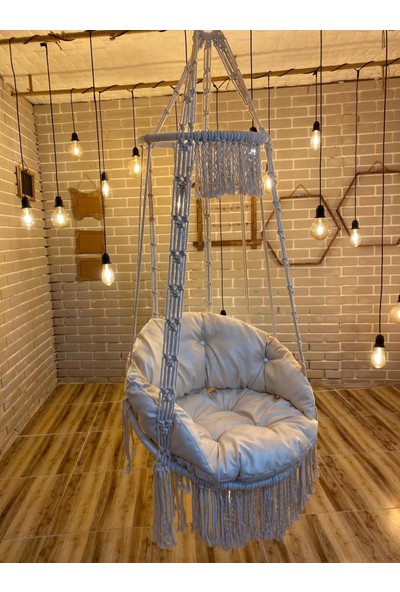 Hamakçılık Makrome Yuvarlak Salıncak Bahçe Balkon Salıncağı