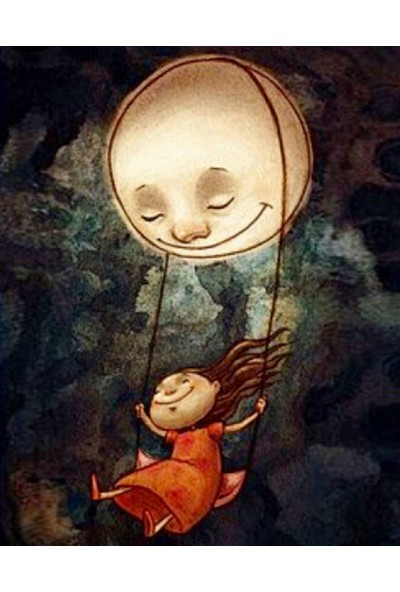 Lily Hobbyland Ay Dede Salıncağı Çerçevesiz Sayılarla Boyama Seti 40 x 50 cm