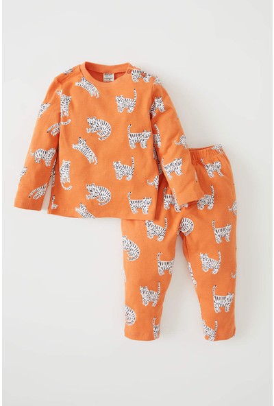DeFacto Erkek Bebek Regular Fit Kaplan Baskılı Uzun Kollu Pamuklu 2'li Pijama Takım V9540A221WN DeFacto Erkek Bebek Regular Fit Kaplan Baskılı Uzun Kollu Pamuklu 2'li Pijama Takım V9540A221WN