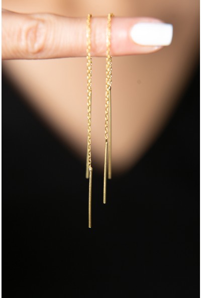 Elika Silver Kadın Zincir Küpe 925 Ayar Gümüş Küpe