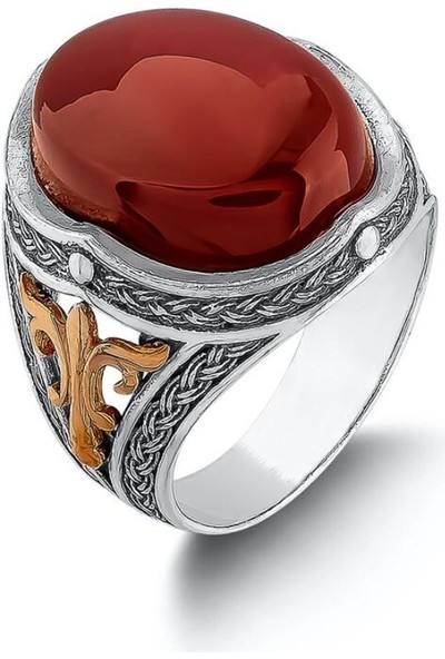 Candie Silver Simetrik Desenli Koyu Bordo Akik Taşlı 925 Ayar Gümüş Yüzük Candie Silver Simetrik Desenli Koyu Bordo Akik Taşlı 925 Ayar Gümüş Yüzük