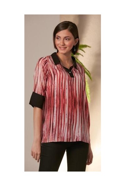 Miss Kombin Çizgili Gül Kurusu Bluz