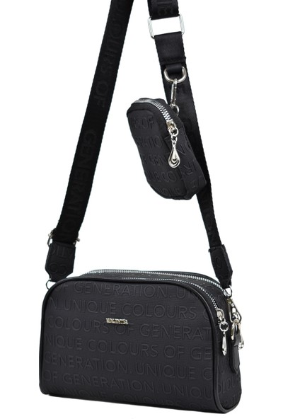 Elatae Kadın Yazı Detaylı Cüzdan Aksesuarlı Çapraz Çanta Siyah Elatae Kadın Yazı Detaylı Cüzdan Aksesuarlı Çapraz Çanta Siyah