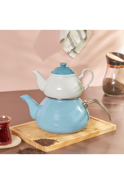 Emsan Celine Midi Emaye Baby Blue Çaydanlık Takımı