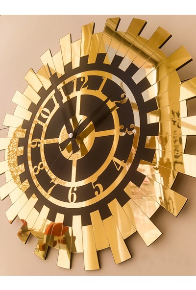 Çizgi Grafik Modern Gold Pleksi Güneş Duvar Saati Çizgi Grafik Modern Gold Pleksi Güneş Duvar Saati