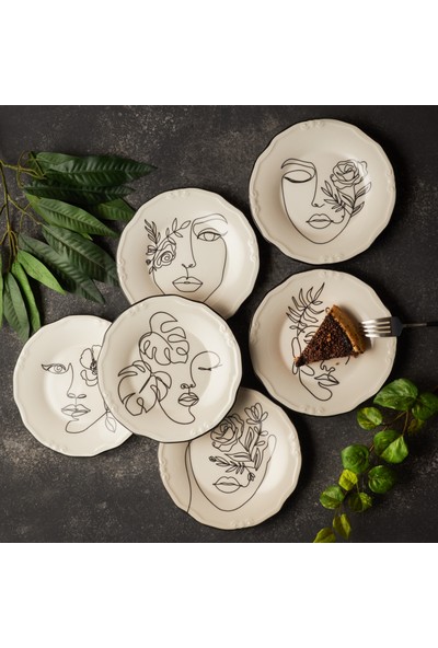 Karaca Face 6 Kişilik Pasta Takımı Karaca Face 6 Kişilik Pasta Takımı