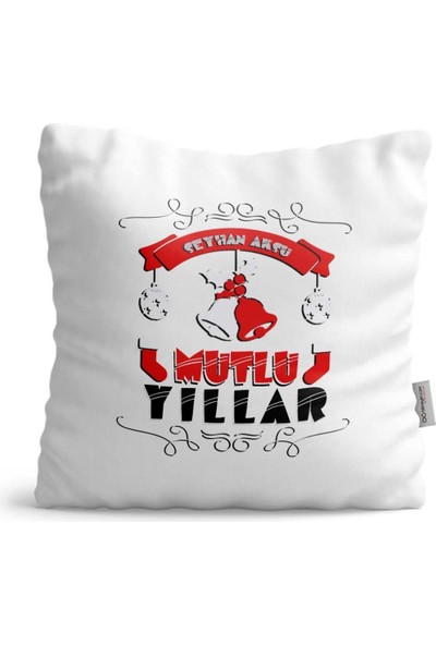 BK Kişiye Özel Mutlu Yıllar Saten Yastık - 6