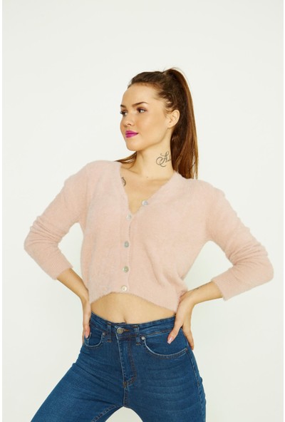 Seda Fidan Butik Sakallı Yumoş Hırka Pudra Seda Fidan Butik Sakallı Yumoş Hırka Pudra