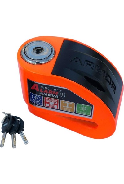 Armor 606MVA 6 mm Renkli Alarmlı Disk Kilidi Armor 606MVA 6 mm Renkli Alarmlı Disk Kilidi