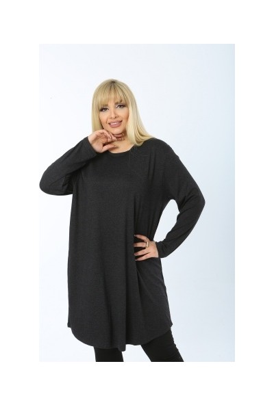 Butik Şımarık Kadın Bisiklet Yaka Uzun Kol Siyah Renk Büyük Beden Viskon Yün Kumaş Tunik Butik Şımarık Kadın Bisiklet Yaka Uzun Kol Siyah Renk Büyük Beden Viskon Yün Kumaş Tunik