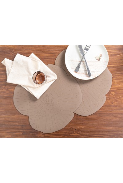 English Home Flowery Suni Deri 2'li Amerıkan Servıs 40 cm Vizon English Home Flowery Suni Deri 2'li Amerıkan Servıs 40 cm Vizon