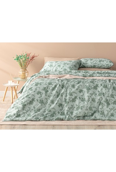 English Home Vintage Garden Pamuk Çift Kişilik Nevresim Takımı 200X220 cm Yeşil