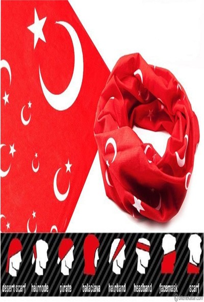 Alanç Türk Bayraklı Buff Çok Amaçlı Bandana Boyunluk