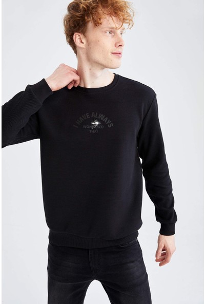 DeFacto Regular Fit Bisiklet Yaka Baskılı Uzun Kollu SWEATSHIRT W6108AZ22SP