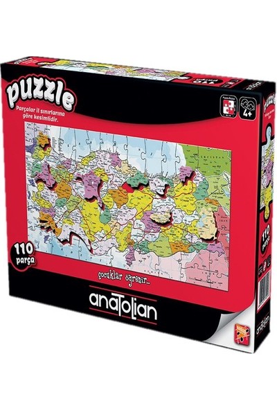 Anatolian Puzzle 7401 Anatolian Türkiye Haritası Iller / 110 Parça Puzzle / +4 Yaş