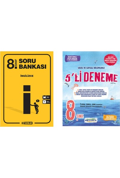 Hız Yayınları 8.sınıf Ingilizce Soru Bankası ve Okyanus Yayınları 8.sınıf Lgs 5 Li Deneme