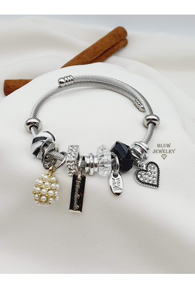 Bluw Jewelry Çelik Kalp Charmlı Bileklik
