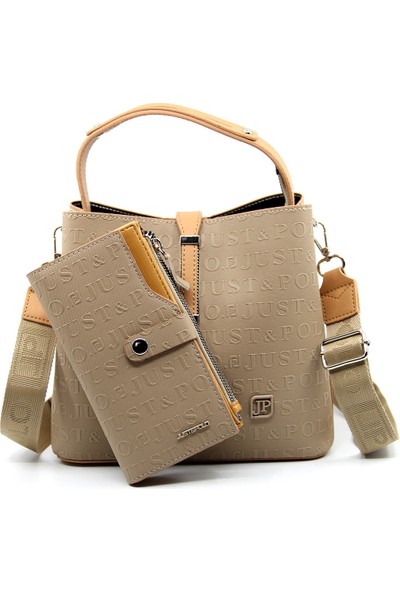 Just Polo Kadın Vizon Kilit Detaylı El Omuz Çantası ve Cüzdan Kombini HS4002C1001 Just Polo Kadın Vizon Kilit Detaylı El Omuz Çantası ve Cüzdan Kombini HS4002C1001