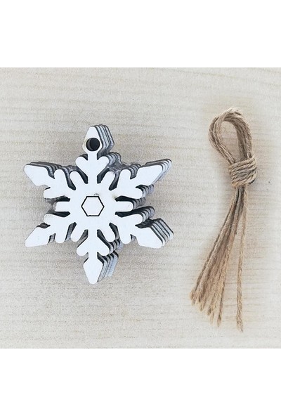 Lora Davet Yılbaşı Yeniyıl Ağacı ve Duvar Süsleri 6 Adet Beyaz - 16274