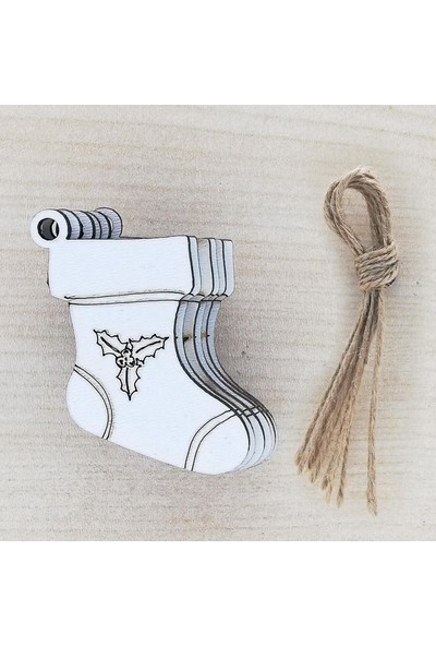 Lora Davet Yılbaşı Yeniyıl Ağacı ve Duvar Süsleri 6 Adet Beyaz - 16275