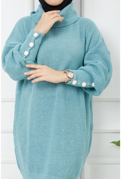 Pamuk Butik Kadın Mint Yeşili Boğazlı Triko Kazak Pamuk Butik Kadın Mint Yeşili Boğazlı Triko Kazak