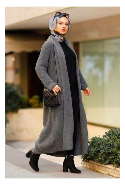 Pamuk Butik Kadın Gri Salaş Hırka