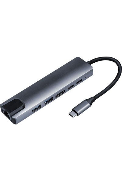 Techstorm TSCX06 6in1 Type-C To HDMI+RJ45 USB C Adaptör Techstorm TSCX06 6in1 Type-C To HDMI+RJ45 USB C Adaptör