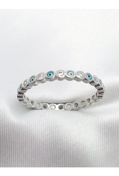 CME Nazarboncuklu ve Zirkon Taşlı Tamtur Yüzük